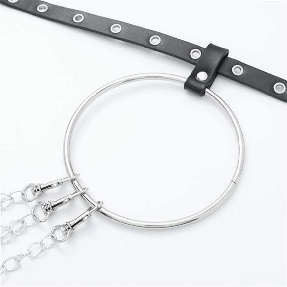 Accessories | Punk Waist Belt Chain Leather Black Belly Chains Layered ...